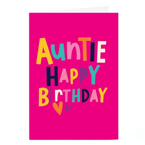 Buy Personalised Birthday Card Pink And Brights Happy Birthday Auntie