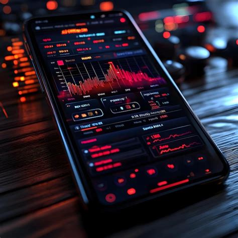 3d render of a smartphone displaying a stock market app with charts and