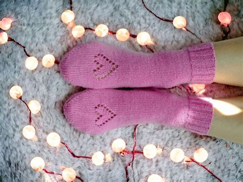 Hand Knitted Cute Wool Socks For Women Stylish Ruffled Socks Perfect Valentine Socks For Her Etsy