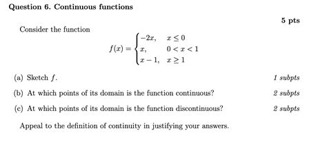 Solved Question Continuous Functions Pts Consider The Chegg
