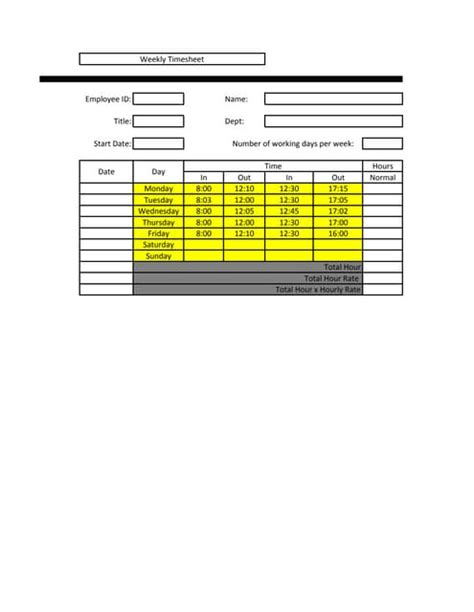 Timeshet Pdf