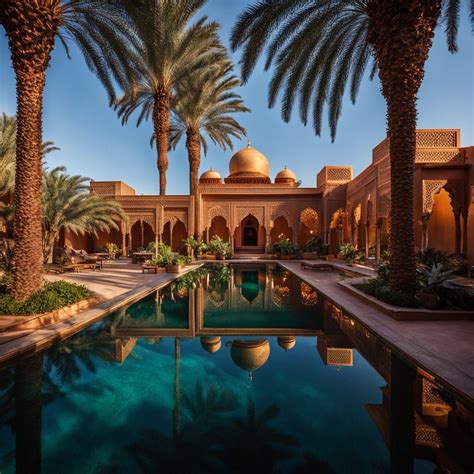 Luxurious Ruby Moroccan Palace In Desert Oasis Ai Art