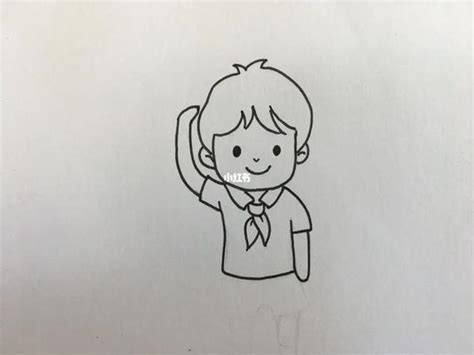 小男孩戴红领巾简笔画侧面简单（共13张） 简笔画图片大全