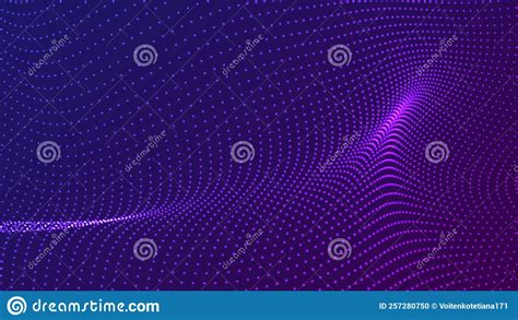 Wave Of Flowing Particles On A Dark Background Abstract Backdrop With Dynamic Elements Of Waves