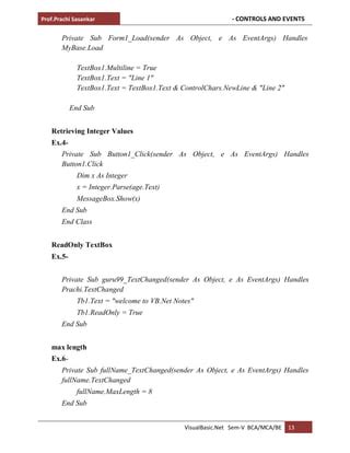 Vb Net Controls And Events Pdf
