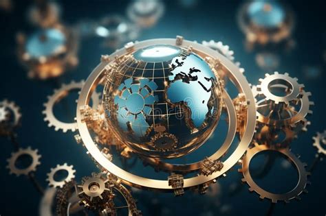 Abstract Representation Of Interconnected Gears Stock Illustration Illustration Of Continent
