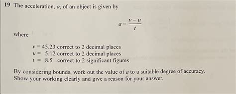 Solved 19 The Acceleration A Of An Object Is Given Chegg Com