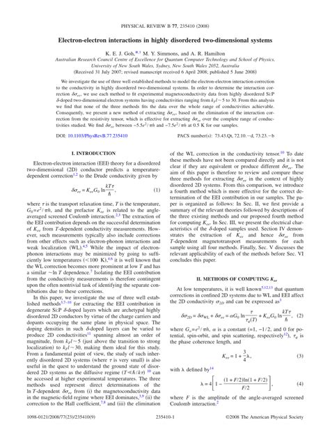 Pdf Electron Electron Interactions In Highly Disordered Two