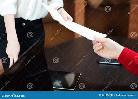 Hands Of Business People Passing Document Business Coach Holding