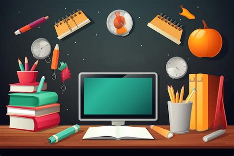 Premium Ai Image Stationery Supplies On Classroom Desk School Concept