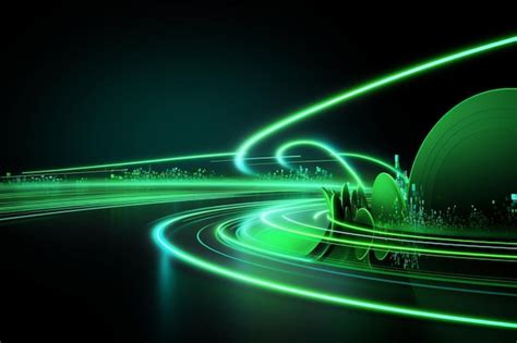 Premium Photo Abstract Green Futuristic Background Technological Wave Of Information Data Flow