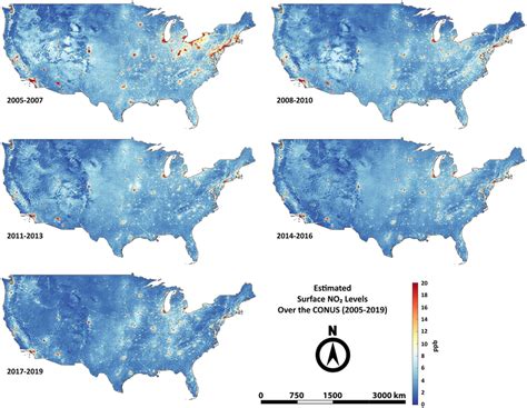 Spatiotemporal Distribution Of Estimated Surface No2 Levels Over The