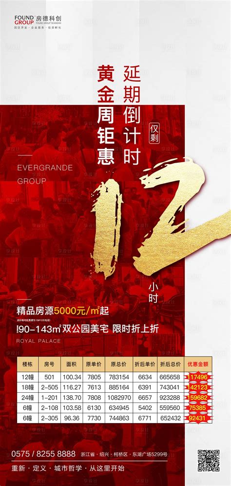 地产红金倒计时数字移动端海报psd广告设计素材海报模板免费下载 享设计