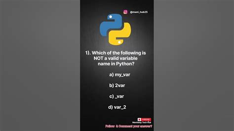 Follow And Comment Your Answerytshorts Programmer Python Memecoding Programminglife Youtube
