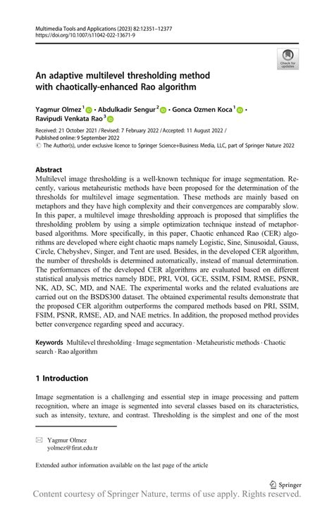 An Adaptive Multilevel Thresholding Method With Chaotically Enhanced