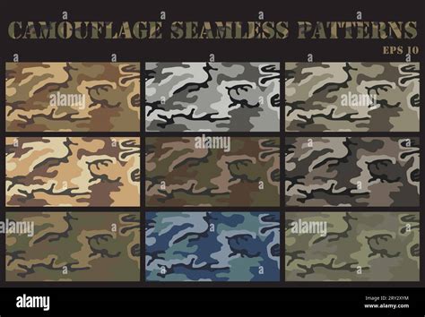 Set Of Camouflage Seamless Patterns Stock Vector Image And Art Alamy