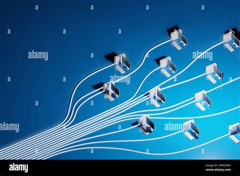 Cloud Computing Network Infrastructure Concept On Blue Background With