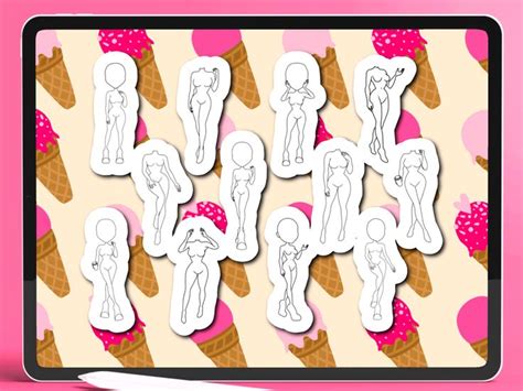 Procreate Pose Stamps Procreate Body Stamp Female Pose Stamps Procreate