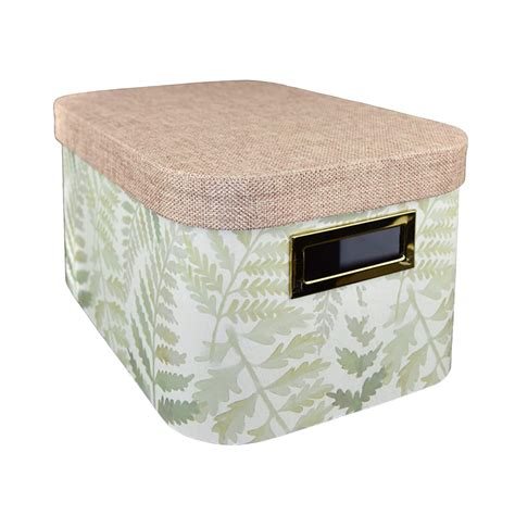 Medium Light Green Leaf Decorative Box With Brown Lid By Ashland