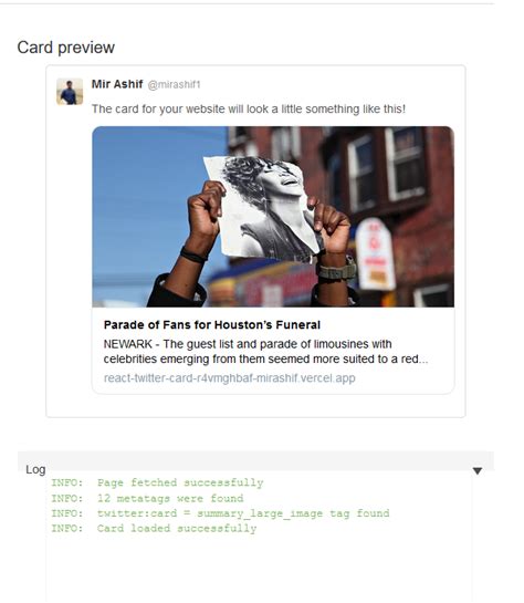 how to use react helmet to add twitter card meta tag for dynamic data
