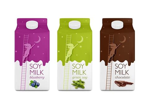 Creative Minimalistic Illustrated Packaging Of Soy Milk Milk
