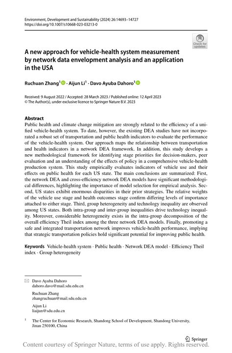 A New Approach For Vehicle Health System Measurement By Network Data Envelopment Analysis And An