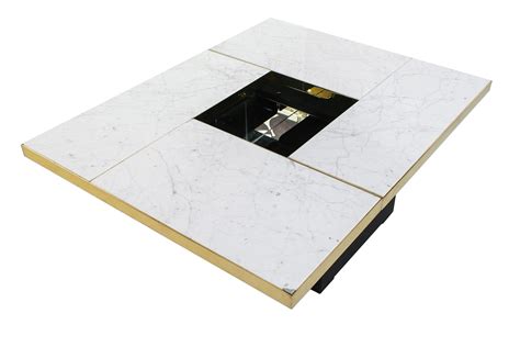 Rare Marble And Brass Hidden Bar Coffee Table By Paul Michel France 1970s For Sale At 1stdibs