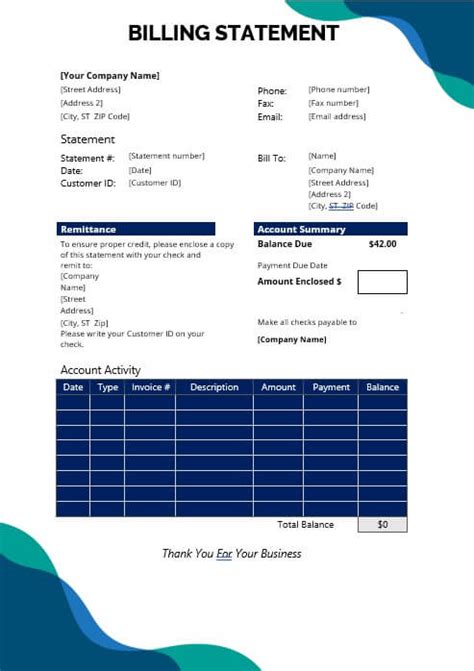 5 Billing Statement Template Room
