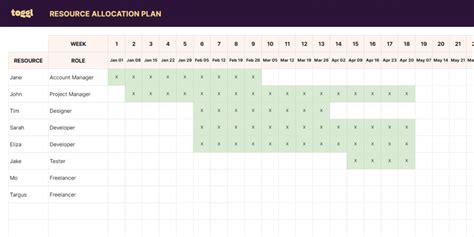 Resource Schedule Template