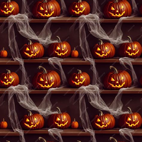 Premium Photo Seamless Texture With Halloween Pumpkins Holiday Wallpaper