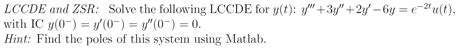 Solved LCCDE And ZSR Solve The Following LCCDE For Chegg