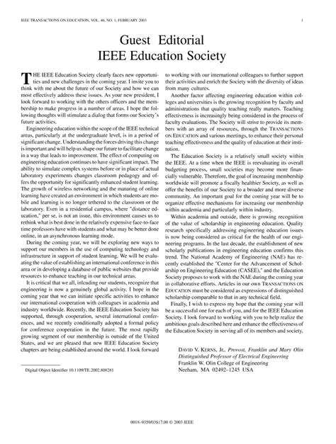 Guest Editorial IEEE Education Society IEEE Journals Magazine IEEE Xplore