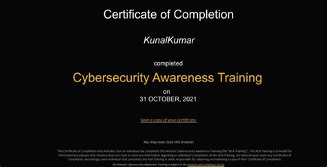 Kunal Kumar On Linkedin Cybersecurityawarenestrainingcertificate