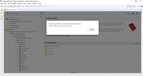 ccs ek tm4c123gxl can t download example programs code composer