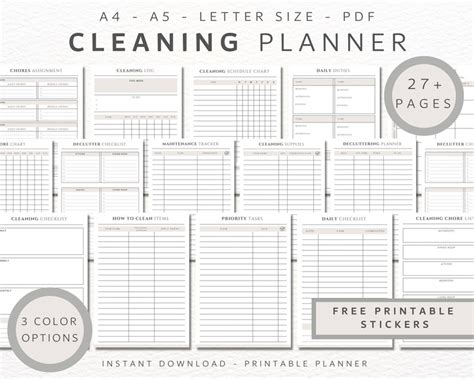 Printable Cleaning Schedule Weekly Cleaning Checklist Etsy