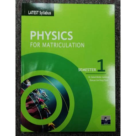 Latest Syllabus Physics For Matriculation Sem 1 By Drzainal Abidin