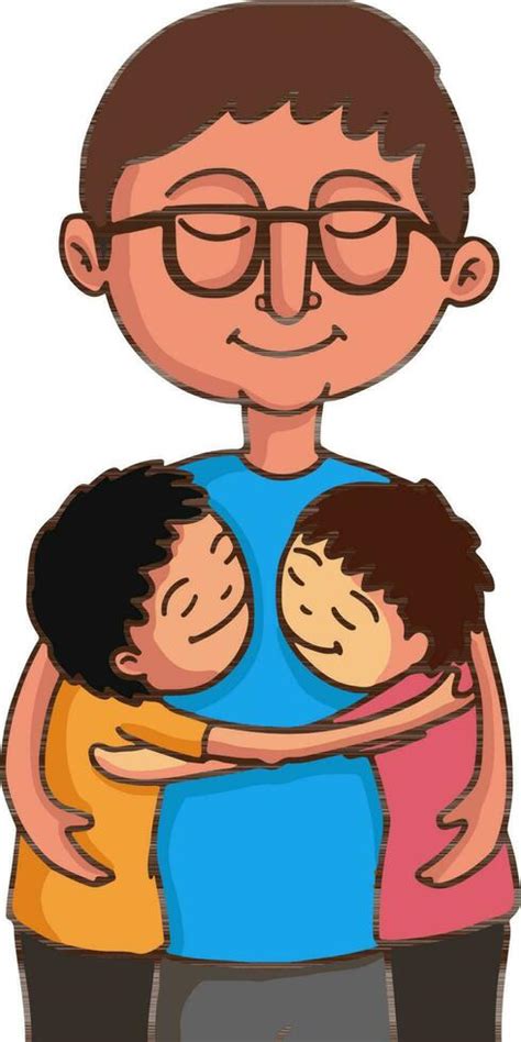 Ilustración De Padre Abrazando Su Niños 24378553 Vector En Vecteezy