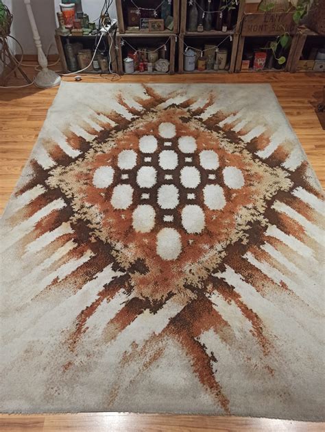 Tapis design vintage 80 ROUILLE MA POULE Brocante vintage Périgueux