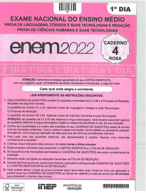 Questões Do Enem 2022 1º Dia Veja O Caderno Com A Prova De
