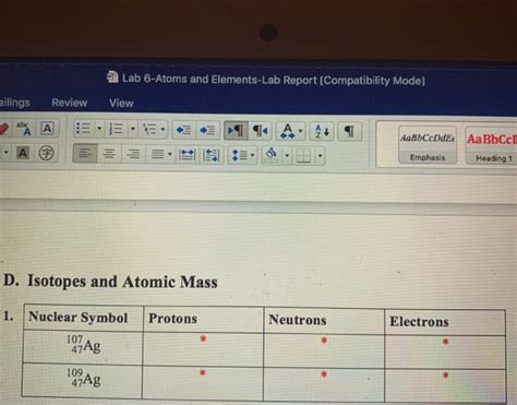 Solved Lab 6 Atoms And Elements Lab Report Compatibility Chegg Com