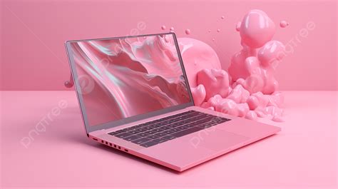 노트북 컴퓨터의 3d 렌더링과 핑크 파스텔 배경 키보드 마우스 컴퓨터 키보드 건반 배경 일러스트 및 사진 무료 다운로드