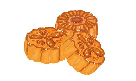 Premium Vector Mooncake And Tea Vector Illustration Set Traditional