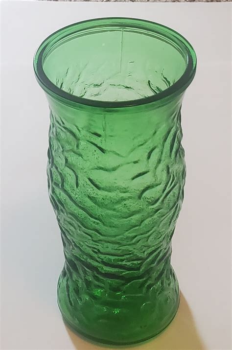 Vintage Green Glass Vase Etsy
