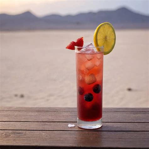 Refreshing Glass Of Iced Tea With Raspberries And Lime Stock