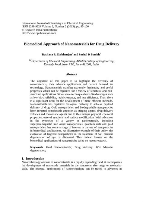 Pdf Biomedical Approach Of Nanomaterials For Drug · Pdf File · 2014 01 29biomedical Approach