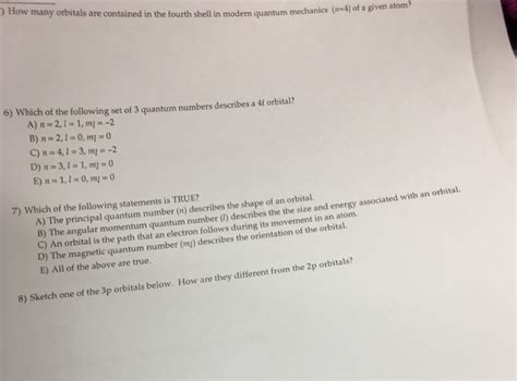 Solved How Many Orbitals Are Contained In The Fourth Shell