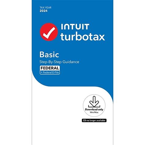 Turbotax Basic 2024 For 1 User Windows Mac Product Key Card 5108999