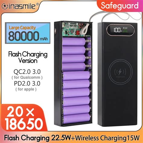 20x18650 배터리 보조베터리 케이스 충전기 상자 홀더 듀얼 Usb Lcd 디스플레이 지원 빠른 무선 충전 배터리 스토리지 쉘 Aliexpress