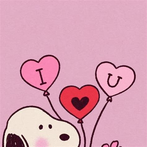 Cute Snoopy Holding Heart Balloons I Love You