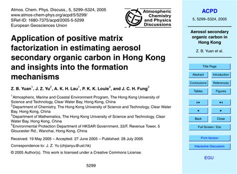Pdf Application Of Positive Matrix Factorization In Estimating Aerosol Secondary Organic